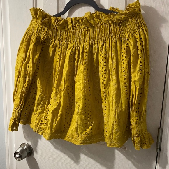 Endless Rose | Tops | Endless Rose Mustard Strapless Floral Cutout Top ...